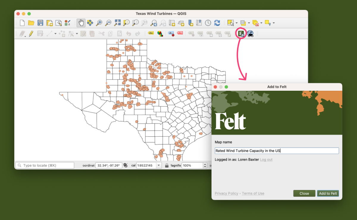 Easily bring data to Felt with our QGIS plugin and the Felt API